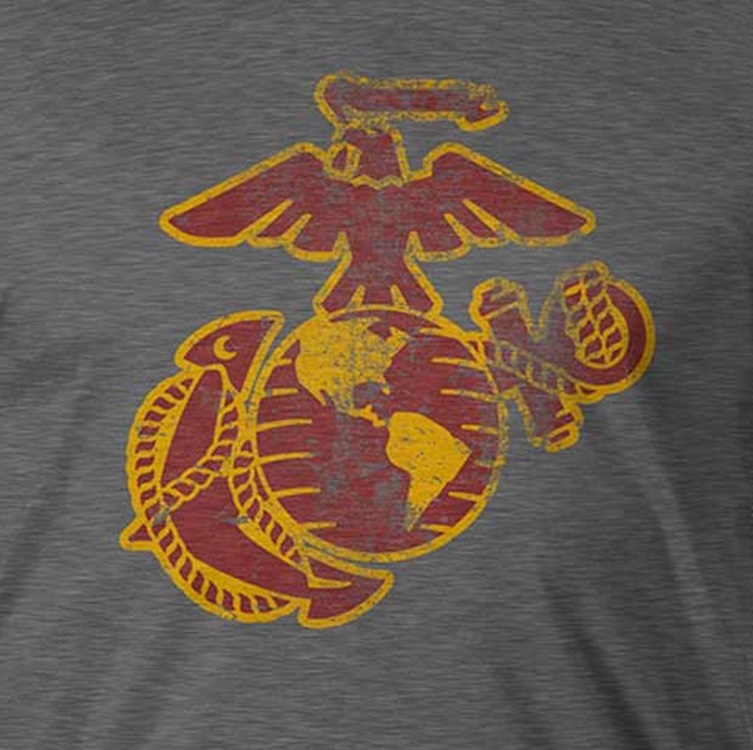 EGA with Subdued Sleeve Flag Gray USMC T-Shirt - Devil Dog Depot