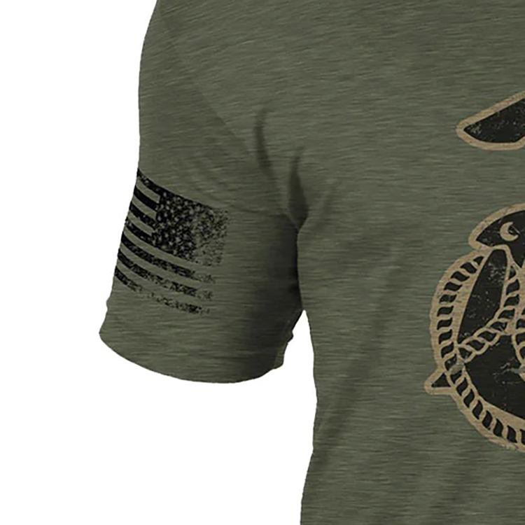 EGA with Subdued Sleeve Flag Green USMC T-Shirt - Devil Dog Depot