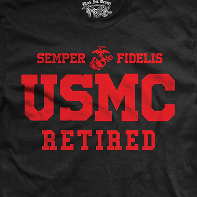 USMC Semper Fidelis Retired Black T-Shirt - Devil Dog Depot
