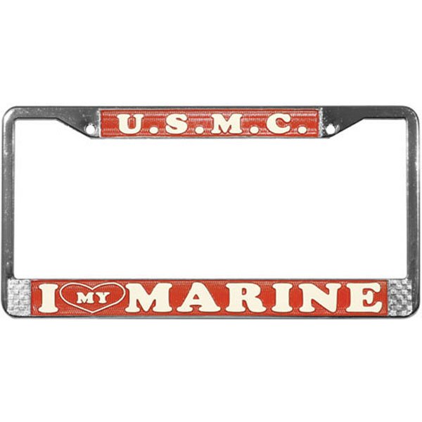 I Love My Marine USMC License Plate Frame - Devil Dog Depot