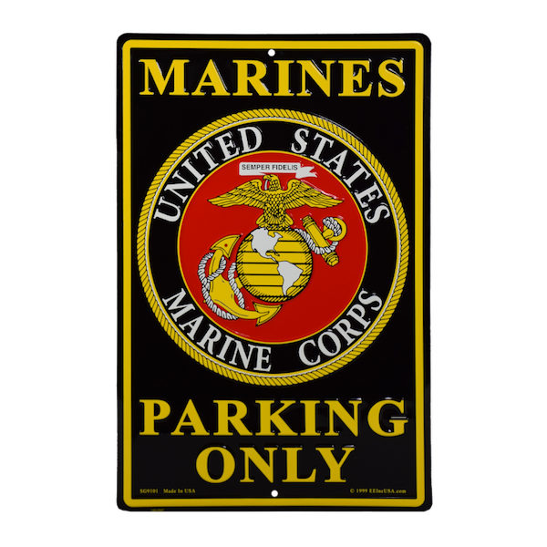Marines Parking Only Metal Sign - Devil Dog Depot