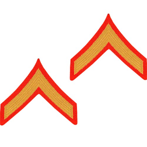 USMC Private First Class Red-Gold PFC Chevron Patches