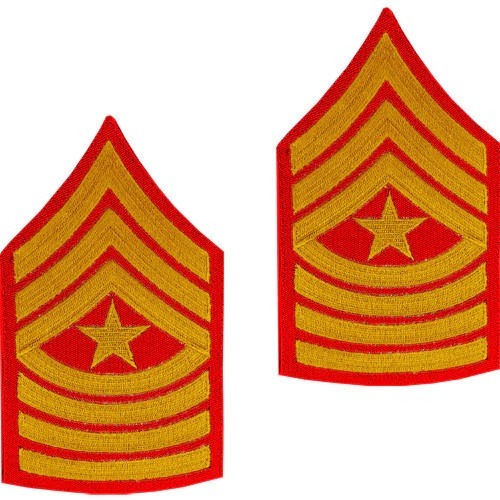 USMC Gold-Red Chevron Sergeant Major Patch - Devil Dog Depot