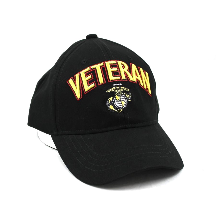 USMC Veteran EGA Black Baseball Hat - Devil Dog Depot