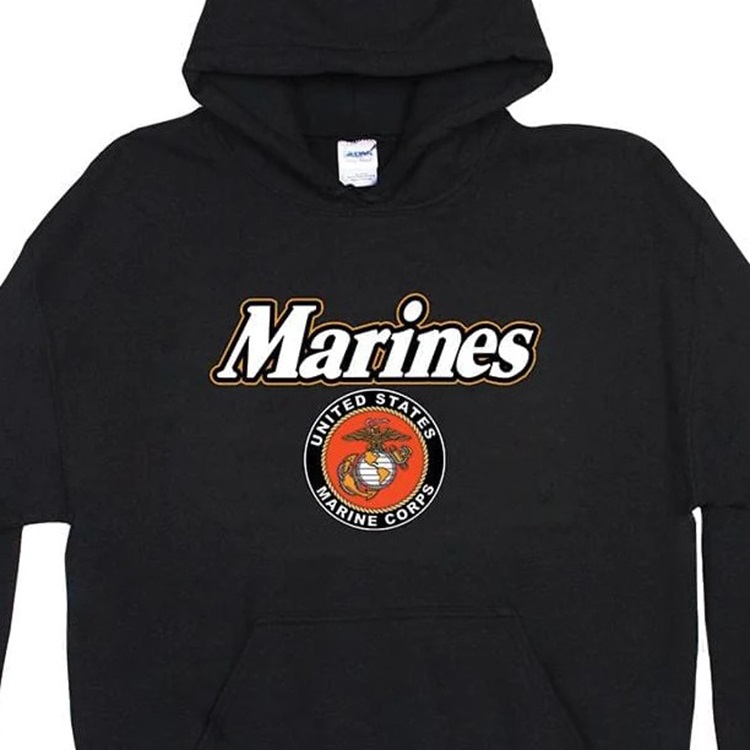 Marines Logo Black Hoodie - Devil Dog Depot