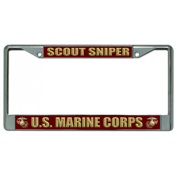USMC Scout Sniper License Plate Frame - Devil Dog Depot