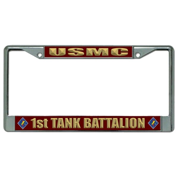 1st Tank Battalion Chrome USMC License Plate Frame: Semper Fi!