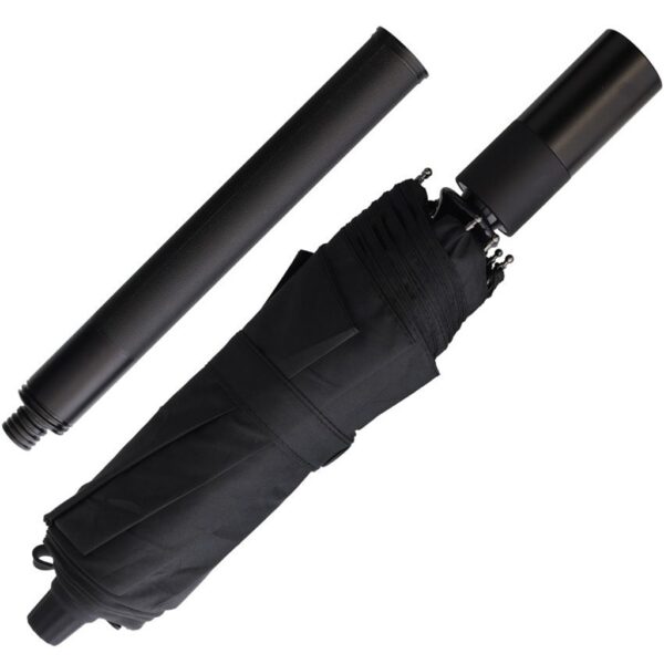 Covert Self Defense Umbrella: Black Tactical Umbrella & Baton