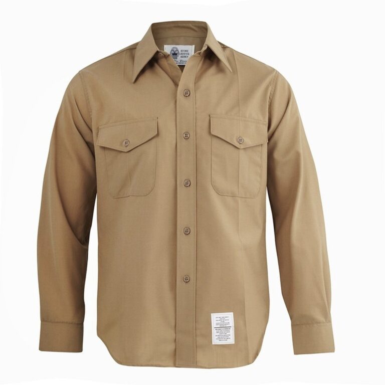 USMC Khaki Long Sleeve Dress Shirt: Charlies Service Uniform